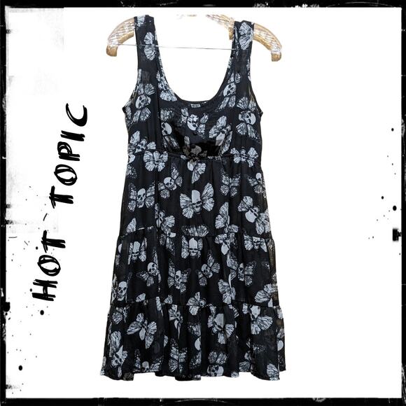 Hot Topic | Dresses | Vintage Hot Topic Death Skull Moth Black White ...
